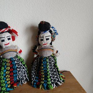 Wall Decor | 16 Vintage Mexican Souvenir Folk Art Aztec Yarn Doll Set ...